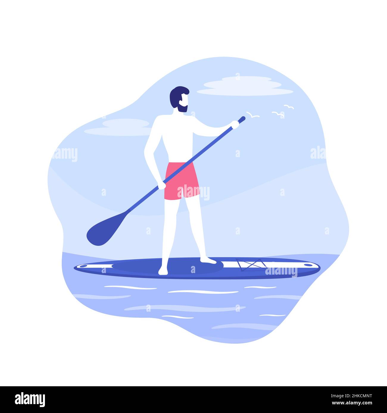 Man on a sup board with paddle, vector Stock Vector Image & Art - Alamy