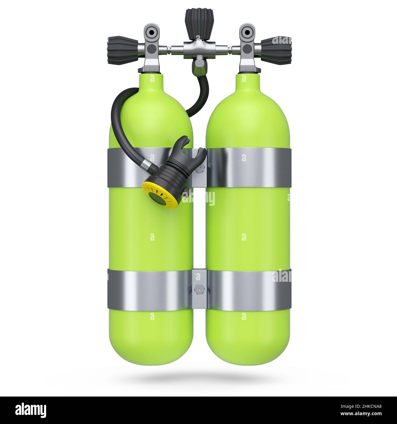 Green diving tanks or balloons full oxygen for snorkeling isolated on a ...