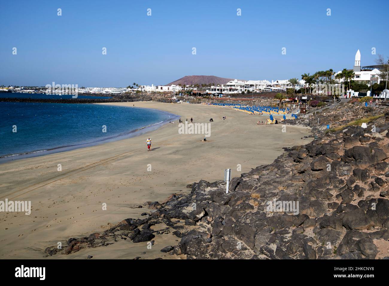 playa dorada beach early winter morning playa blanca Lanzarote Canary ...