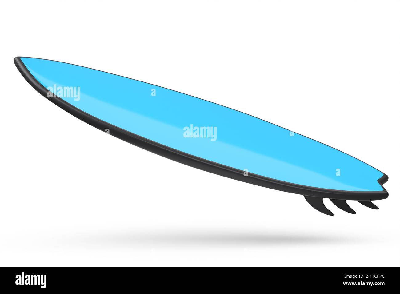 Realistic blue surfboard isolated on white background. 3d render of ...