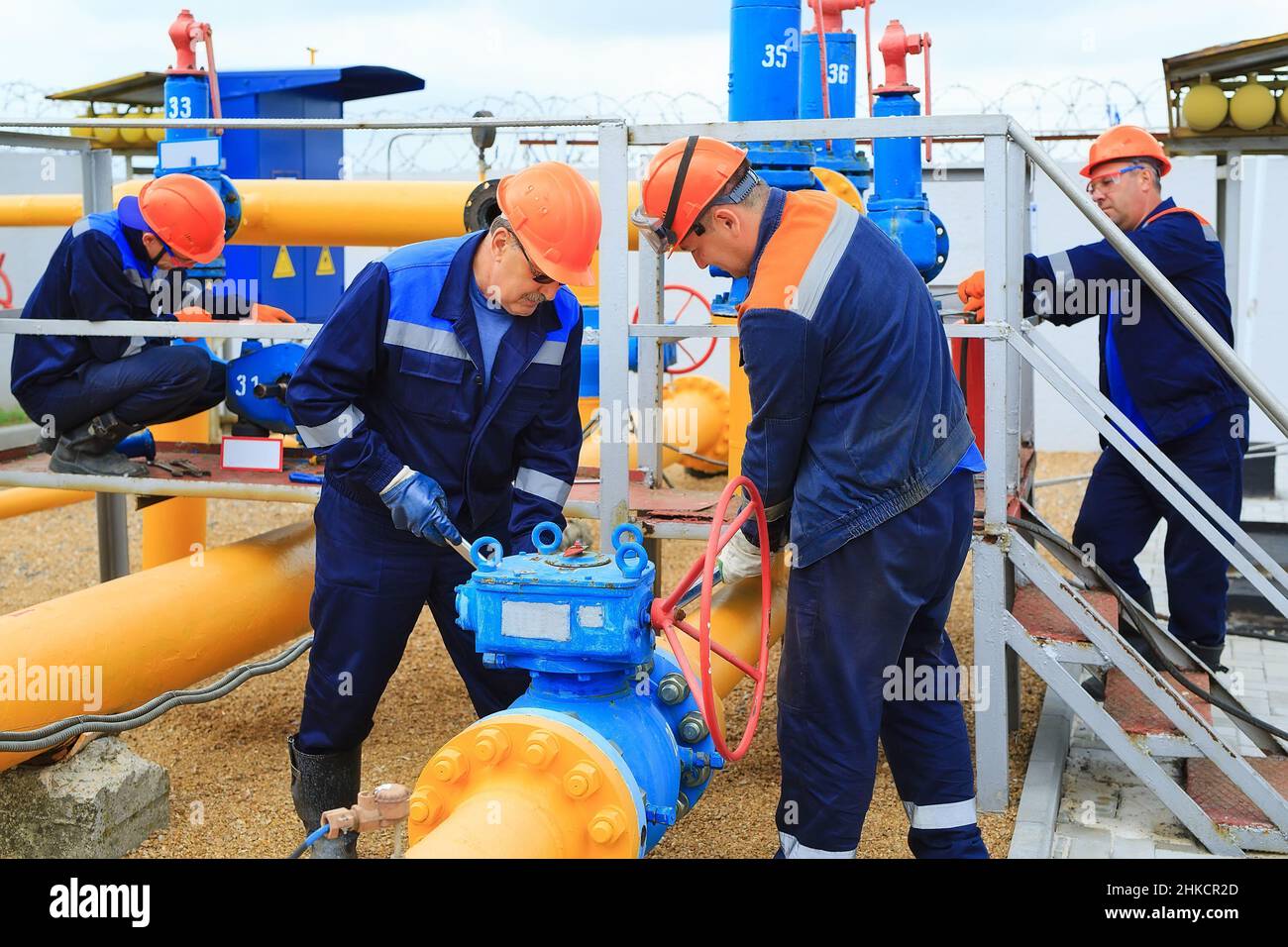 Maintenance of the gas pipeline. A specialist checks the gas pipeline ...