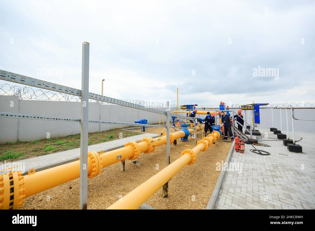Maintenance of the gas pipeline. A specialist checks the gas pipeline ...