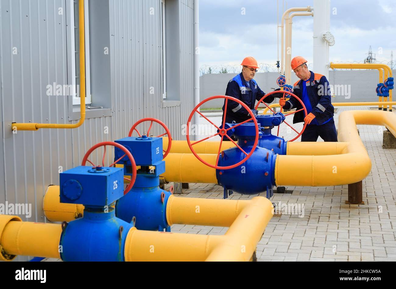 Maintenance of the gas pipeline. A specialist checks the gas pipeline ...