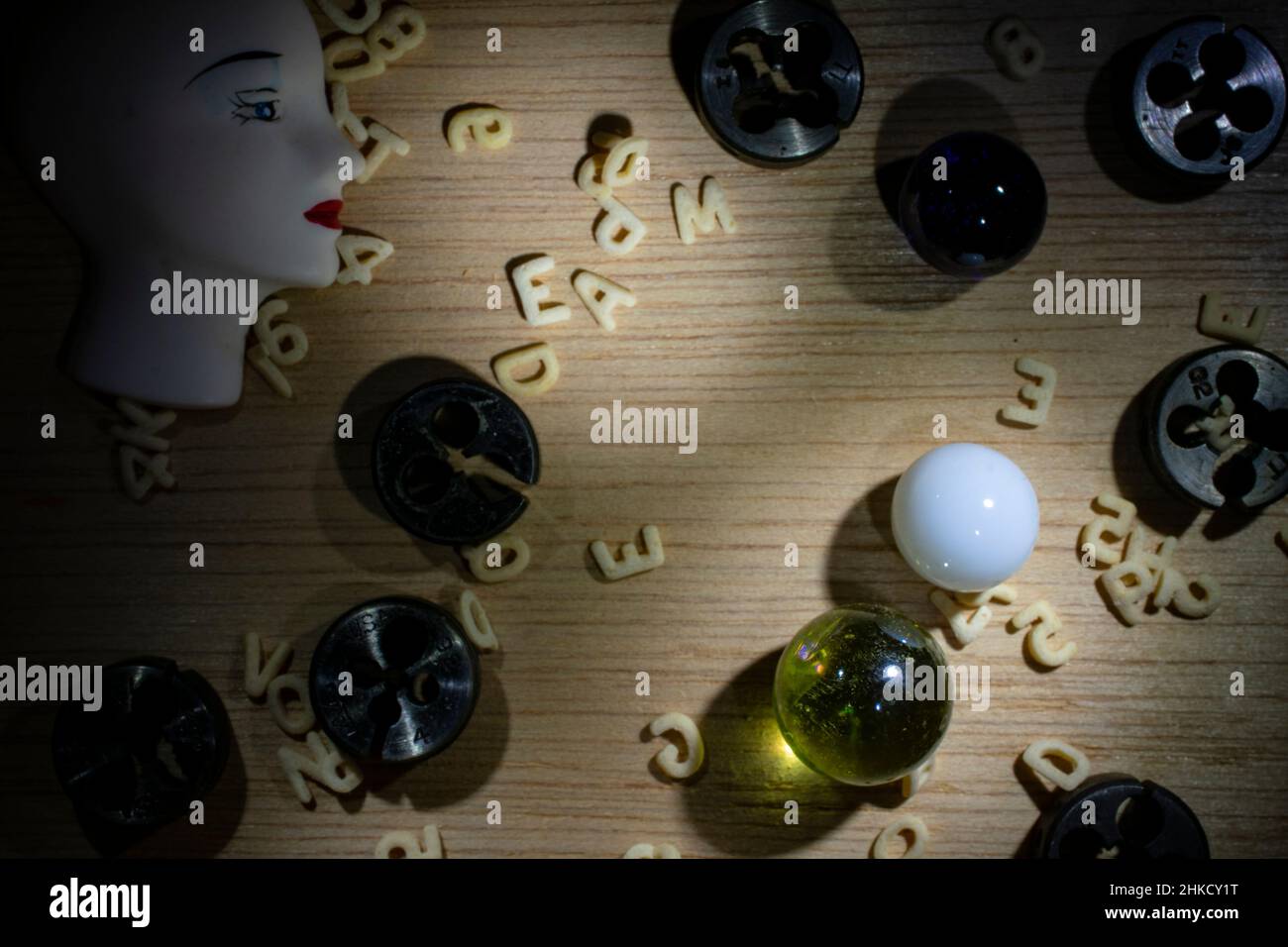 Marbles + Letters Stock Photo - Alamy