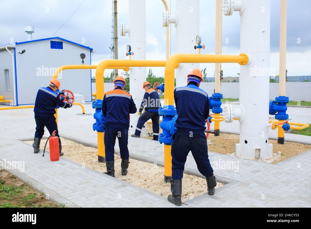 Maintenance of the gas pipeline. A specialist checks the gas pipeline ...