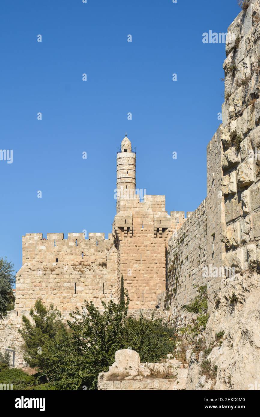 The walls of the Old City in Jerusalem. The cityscape of the historical ...