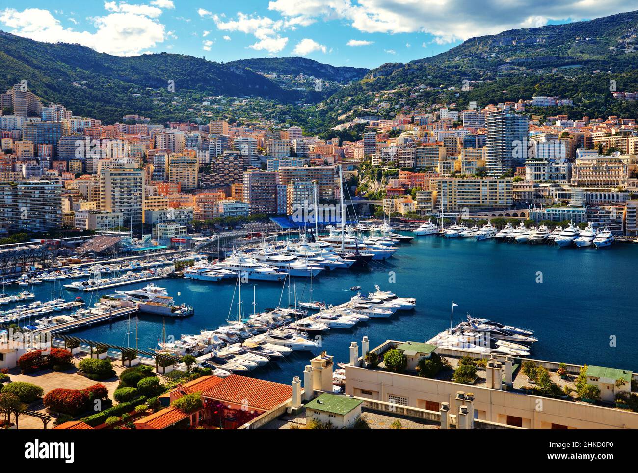 Aerial view of port Hercules in Monaco - Monte-Carlo at sunny day, a ...