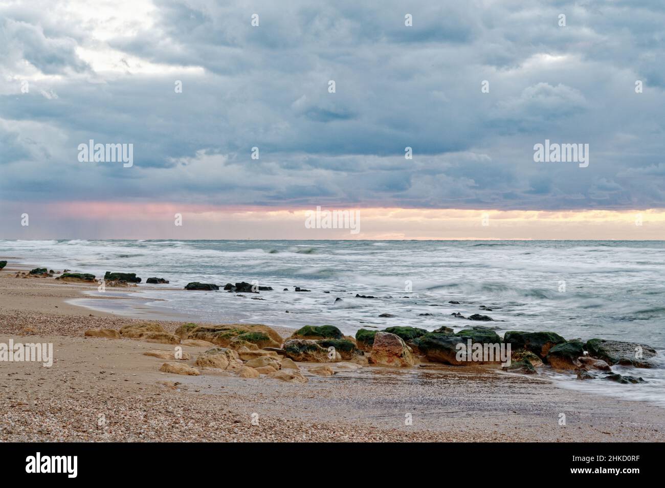 Beautiful sunset view from Argaman beach in Netanya in Israel Stock ...