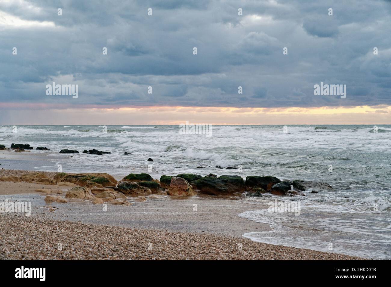 Beautiful sunset view from Argaman beach in Netanya in Israel Stock ...