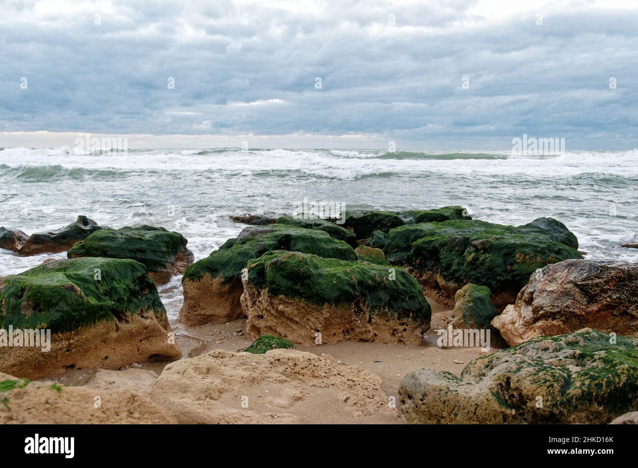 Beautiful sunset view from Argaman beach in Netanya in Israel Stock ...
