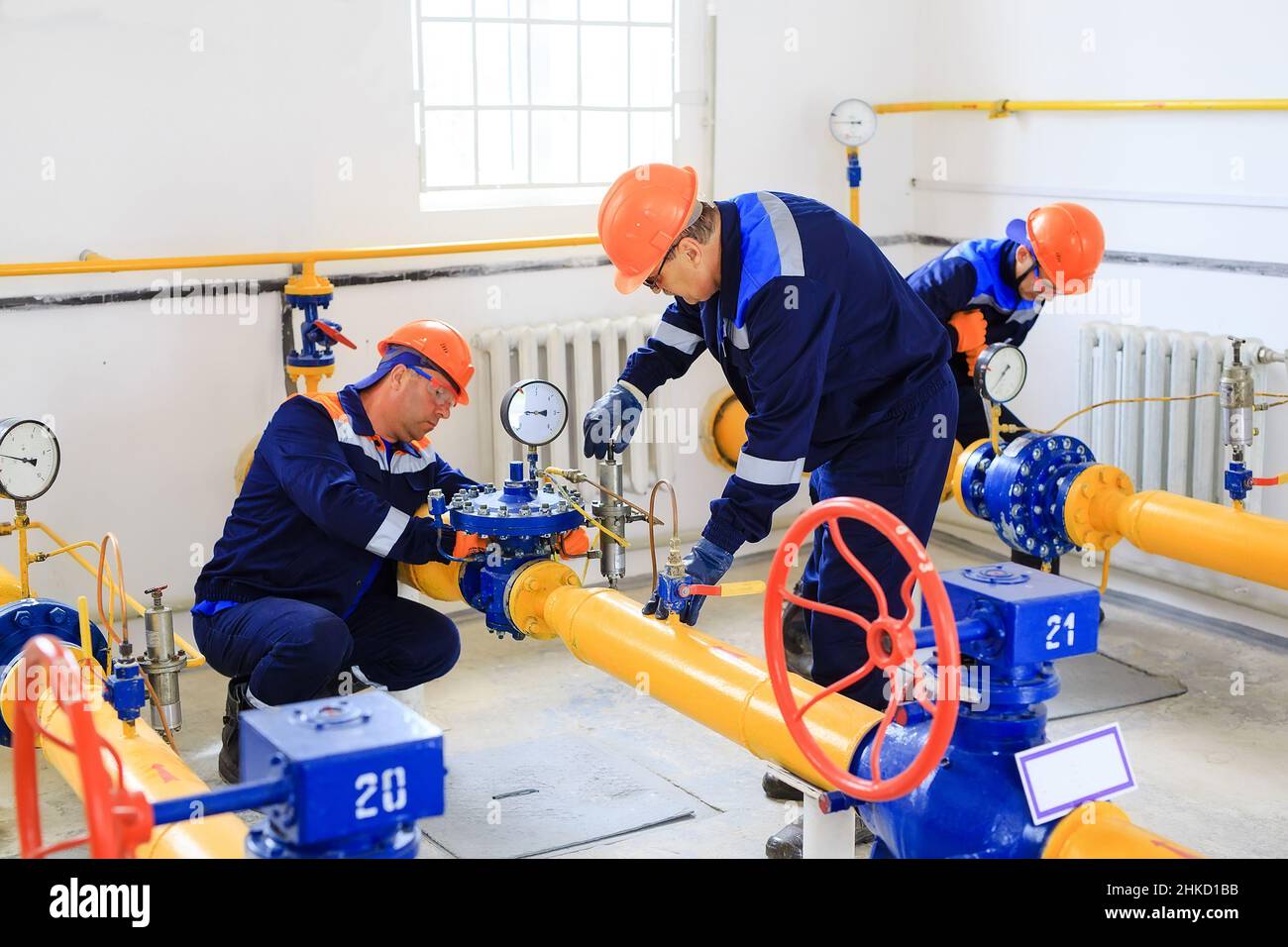 Gas distribution center. an engineer working in the operating room ...