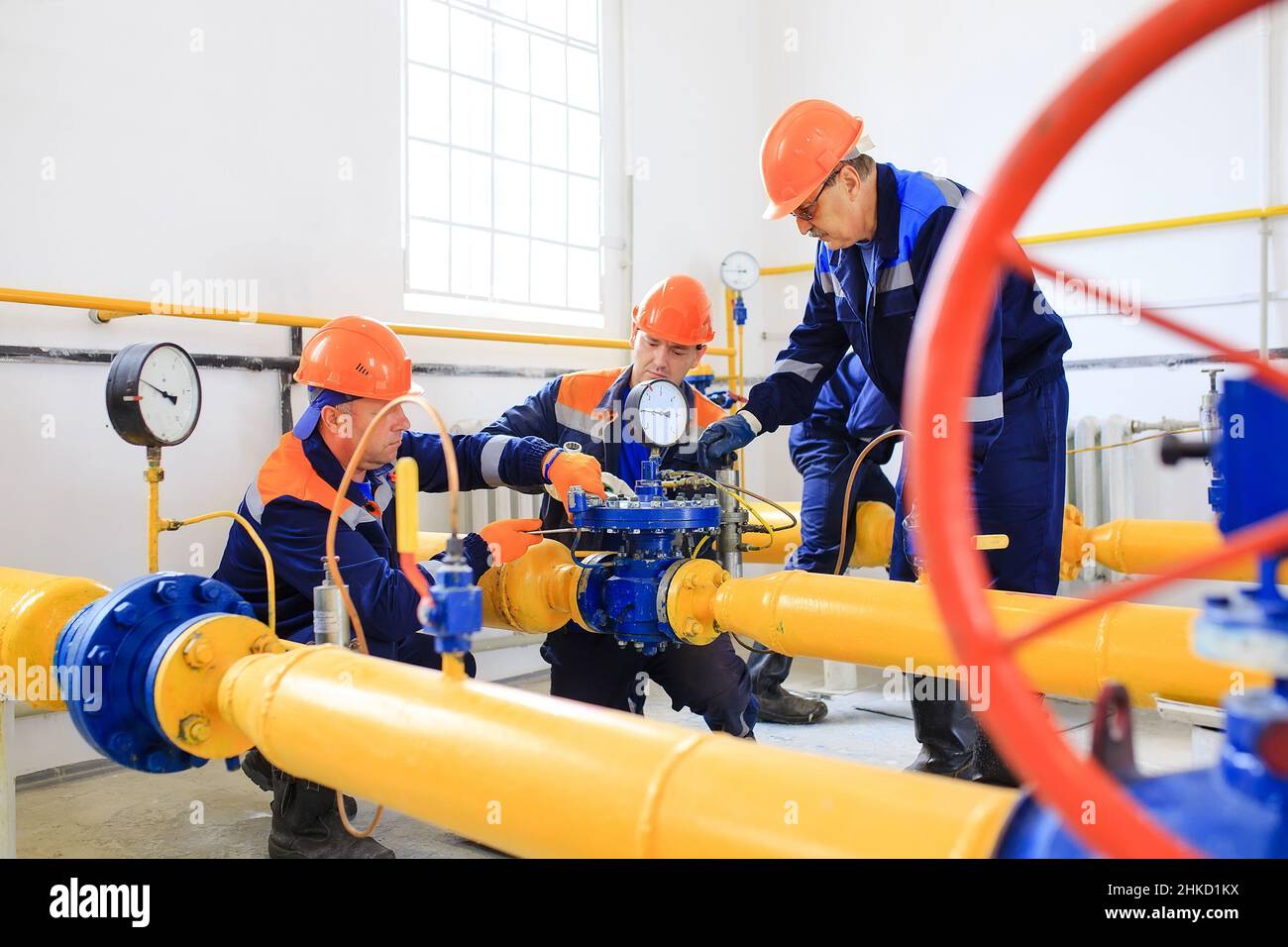 Gas distribution center. an engineer working in the operating room ...