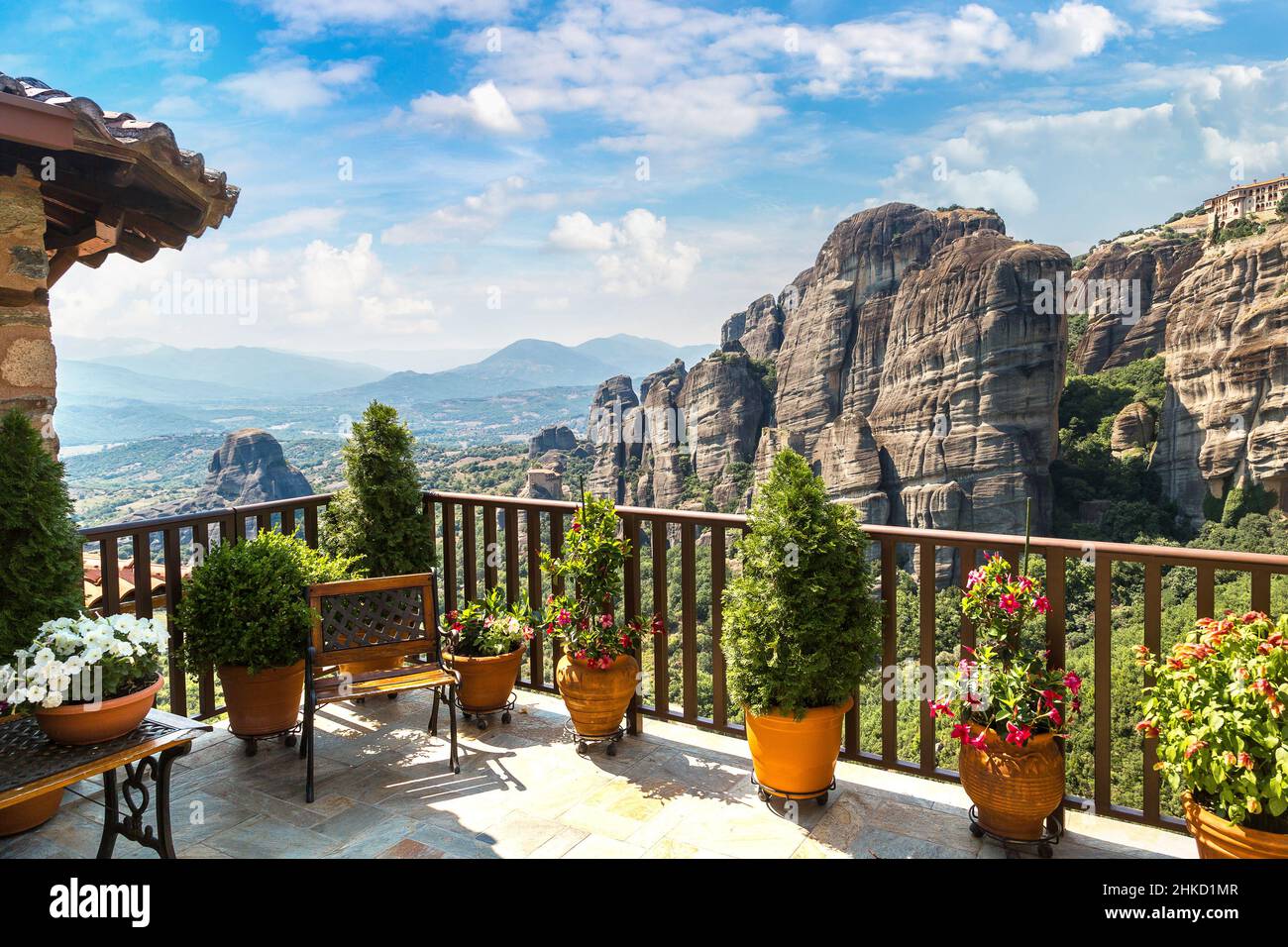 View from balcony of monastery in Meteora, Greece in a summer day Stock ...