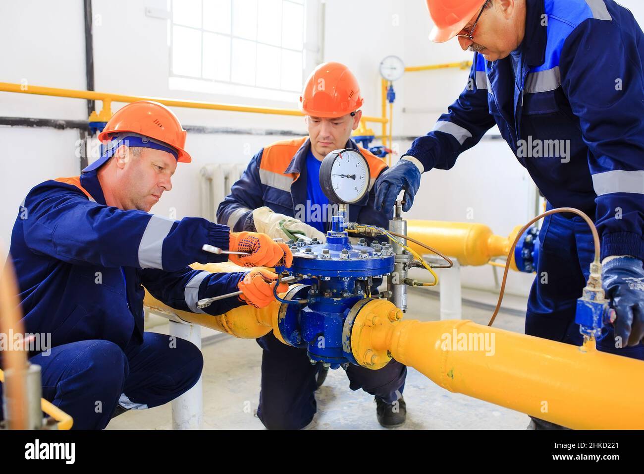 Gas distribution center. an engineer working in the operating room ...