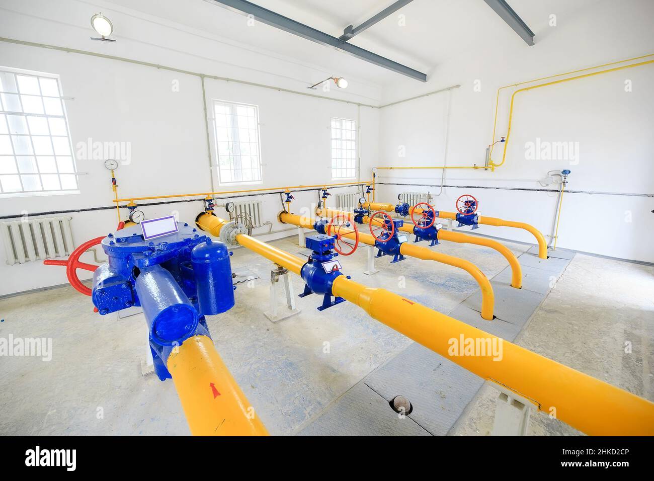 Gas pipes in the distribution hub without people Stock Photo - Alamy