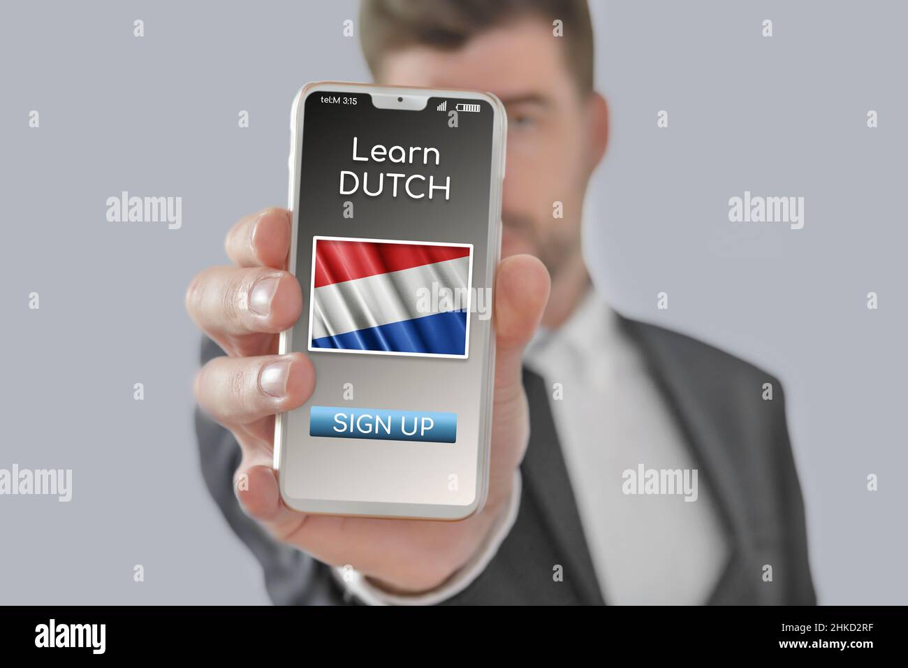 Online concept learn Dutch language with a person showing e-learning ...