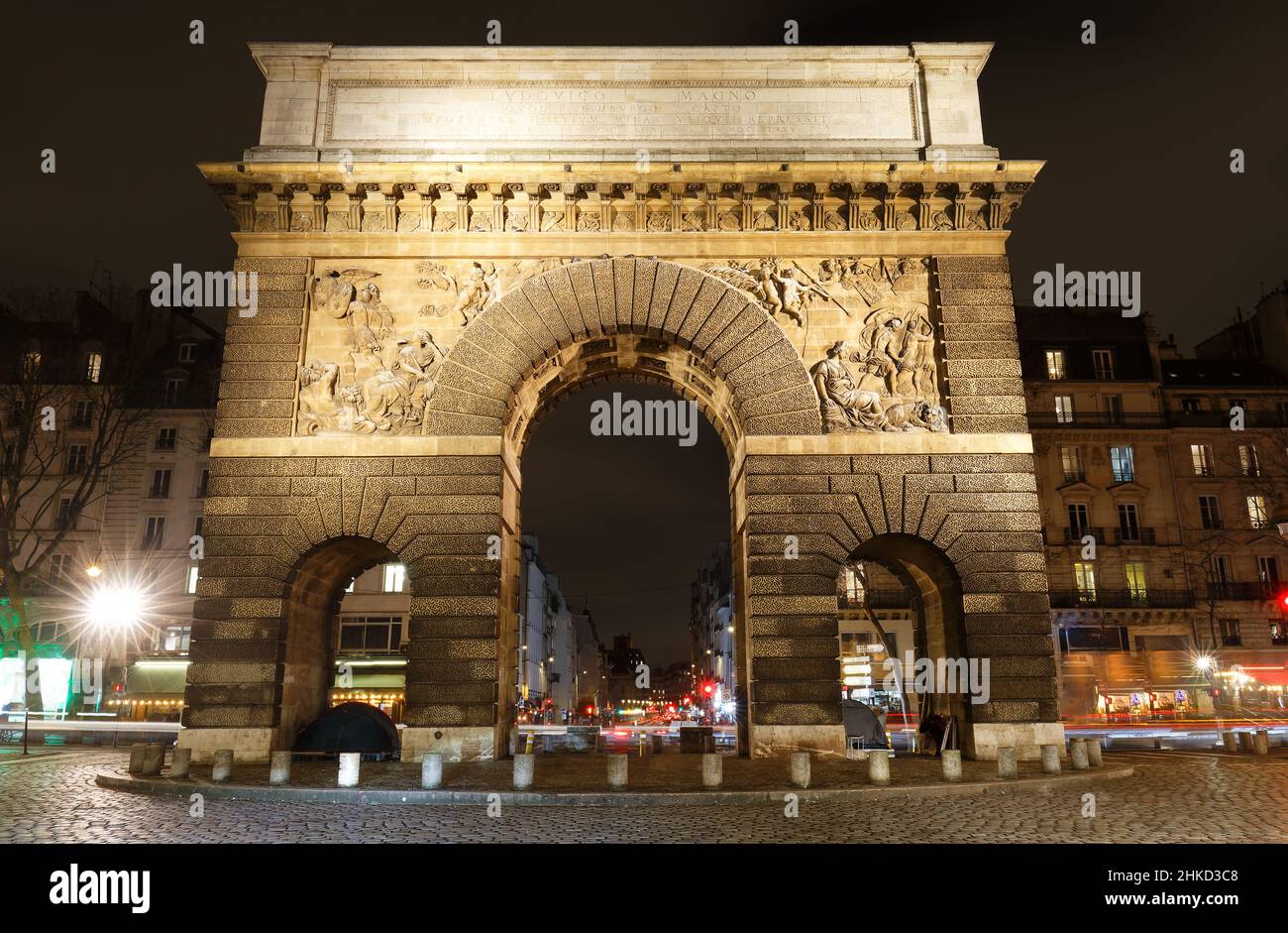 Paris, the porte Saint-Martin, beautiful ancient gate near the Grands ...