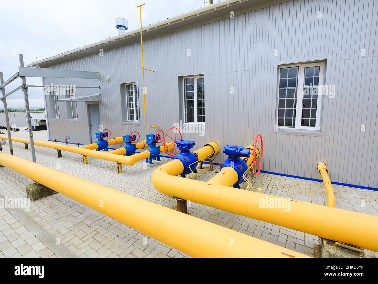 Gas pipes in the distribution hub without people Stock Photo - Alamy