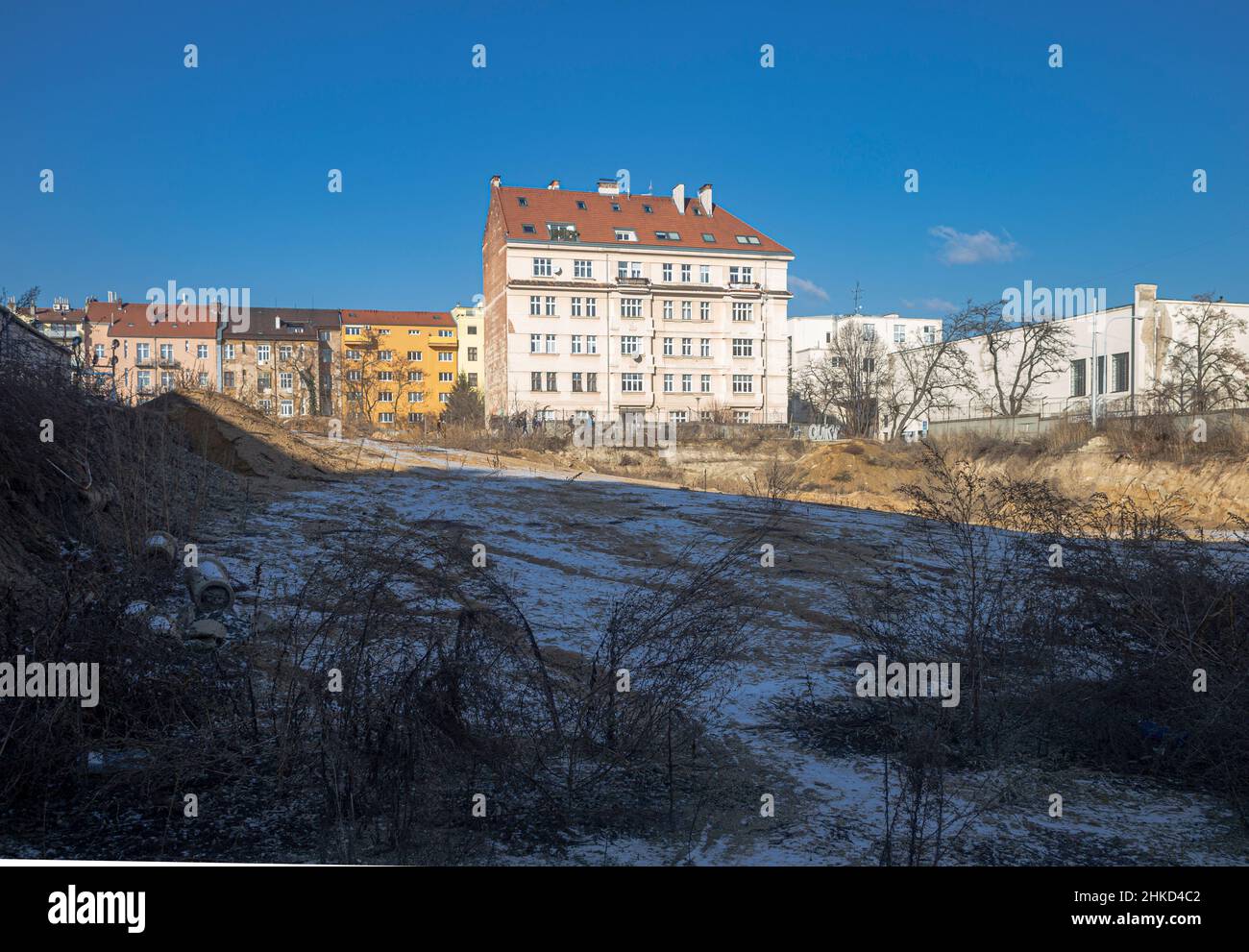 Abandoned building plot in the city, Brno, Czech Republic Stock Photo ...