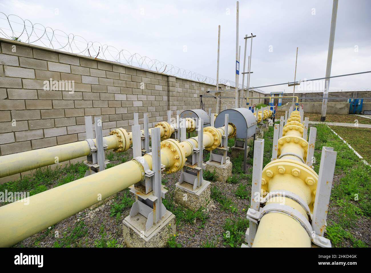 Gas pipes in the distribution hub without people Stock Photo - Alamy