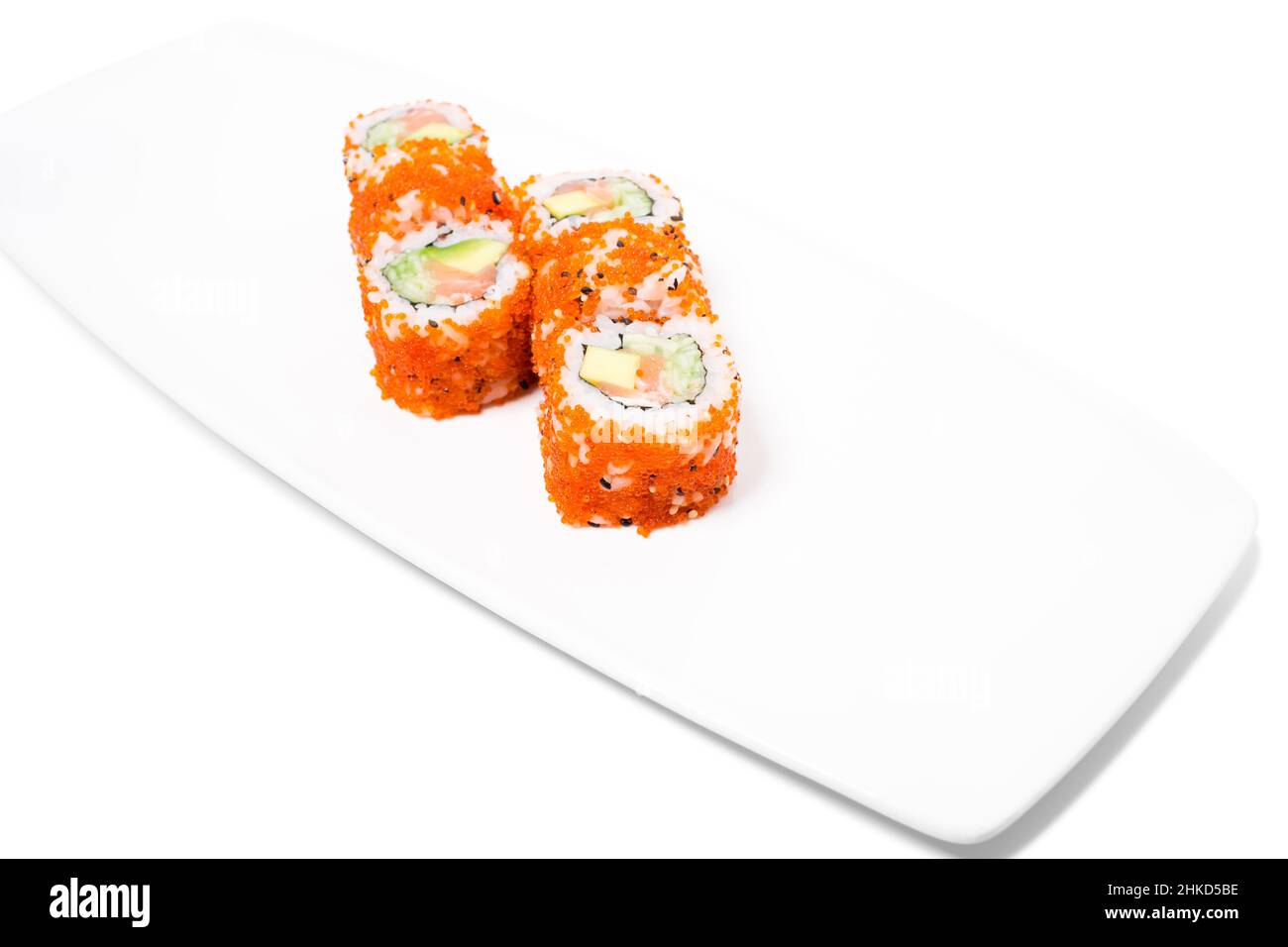 California sake sushi roll. Isolated on a white background Stock Photo ...