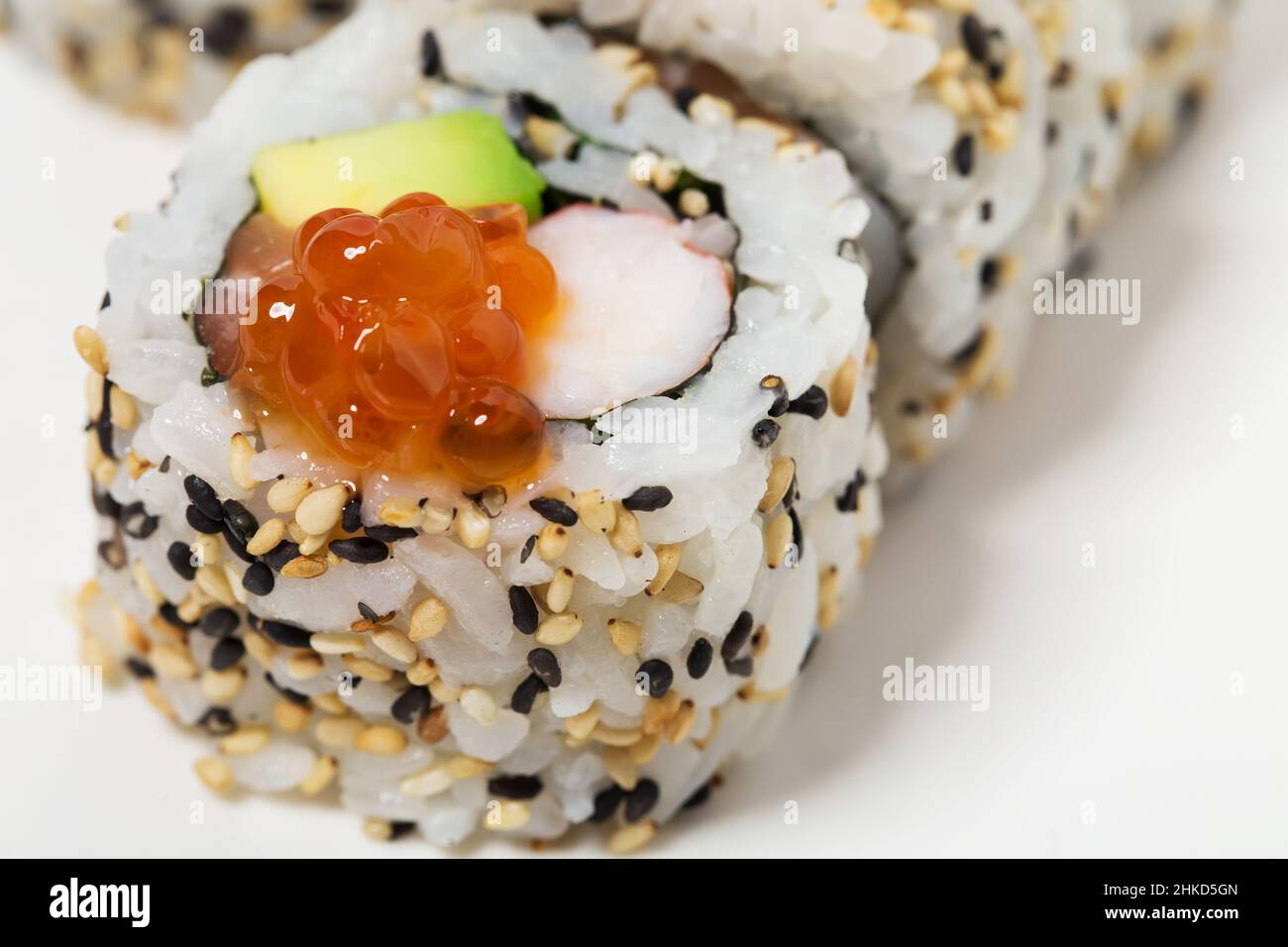 American sushi alaska roll with snow crab. Can be used as a background ...