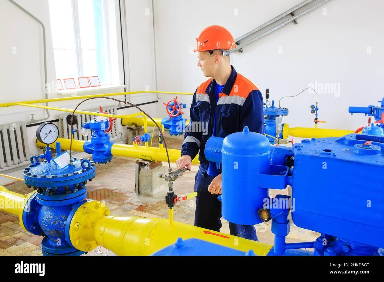 Gas distribution center. an engineer working in the operating room ...