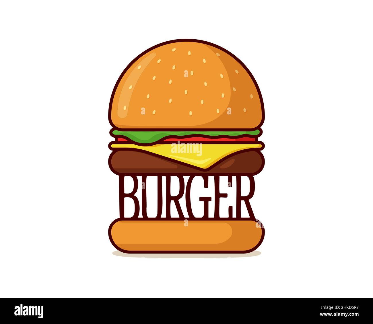 Burger fast food isolated logo. Hamburger logotype with tomato, bow ...