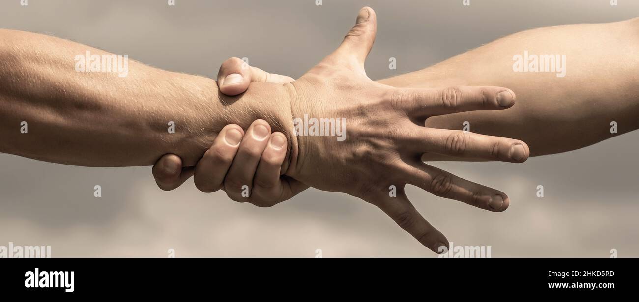 Rescue, helping gesture or hands. Close up help hand. Helping hand ...