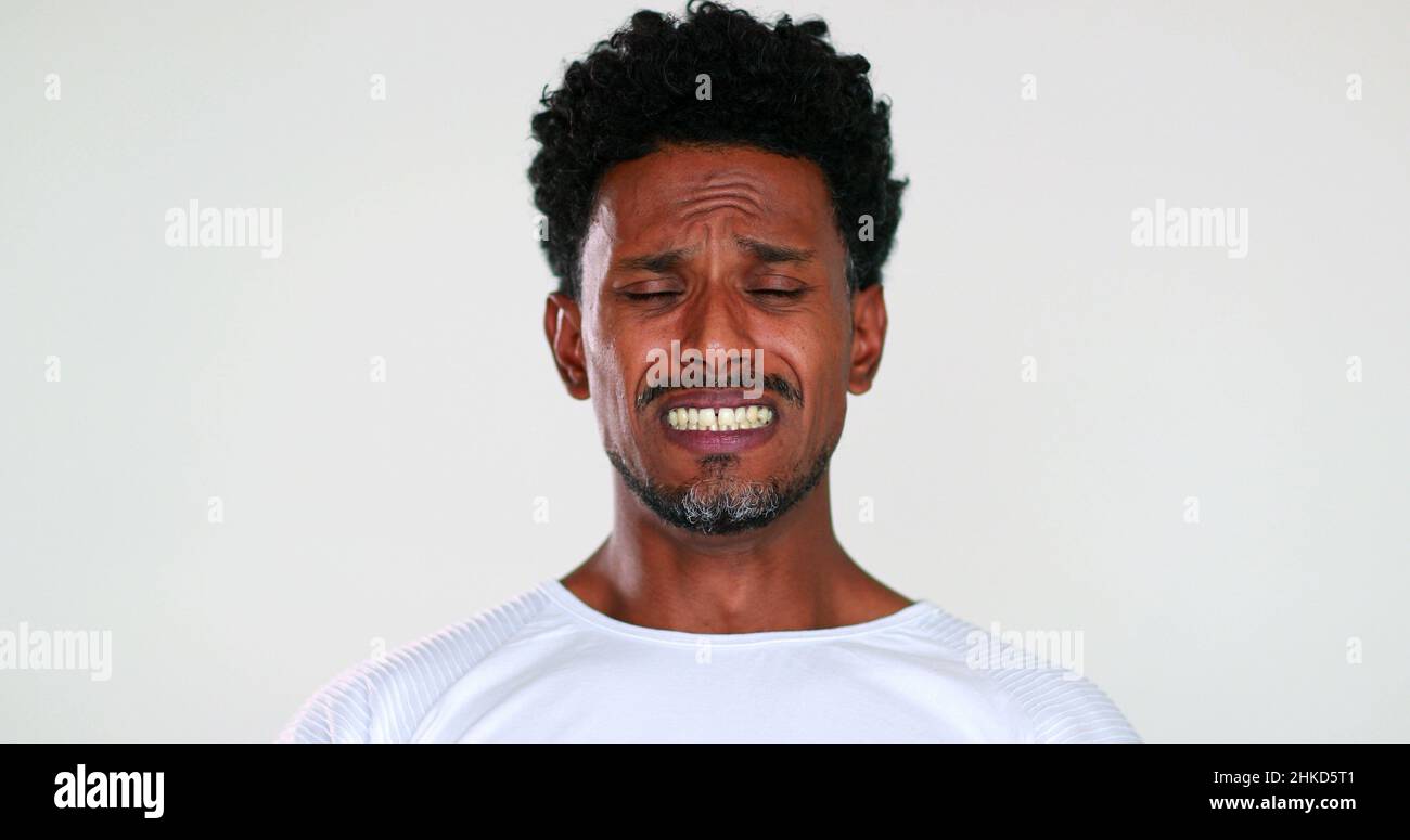 African american gradual shock reaction, face emotion black guy ...