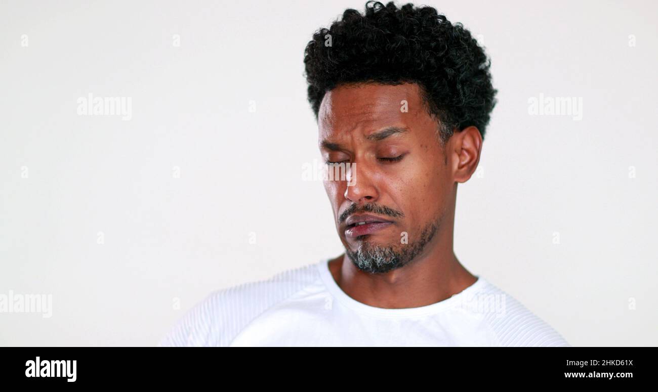 African man disgust face reaction. Black guy feeling dislike Stock ...