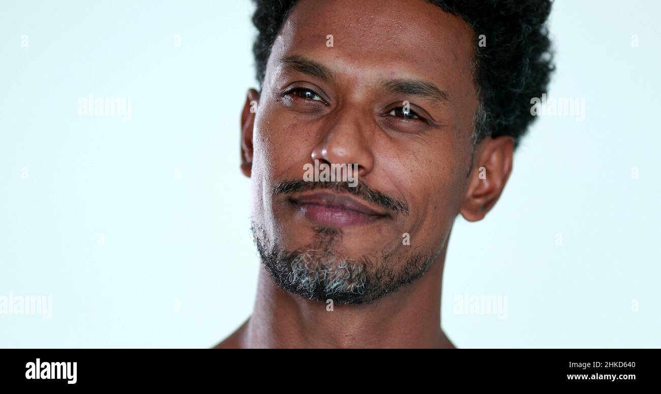 African man feeling relief portrait , satisfied person relaxed and ...