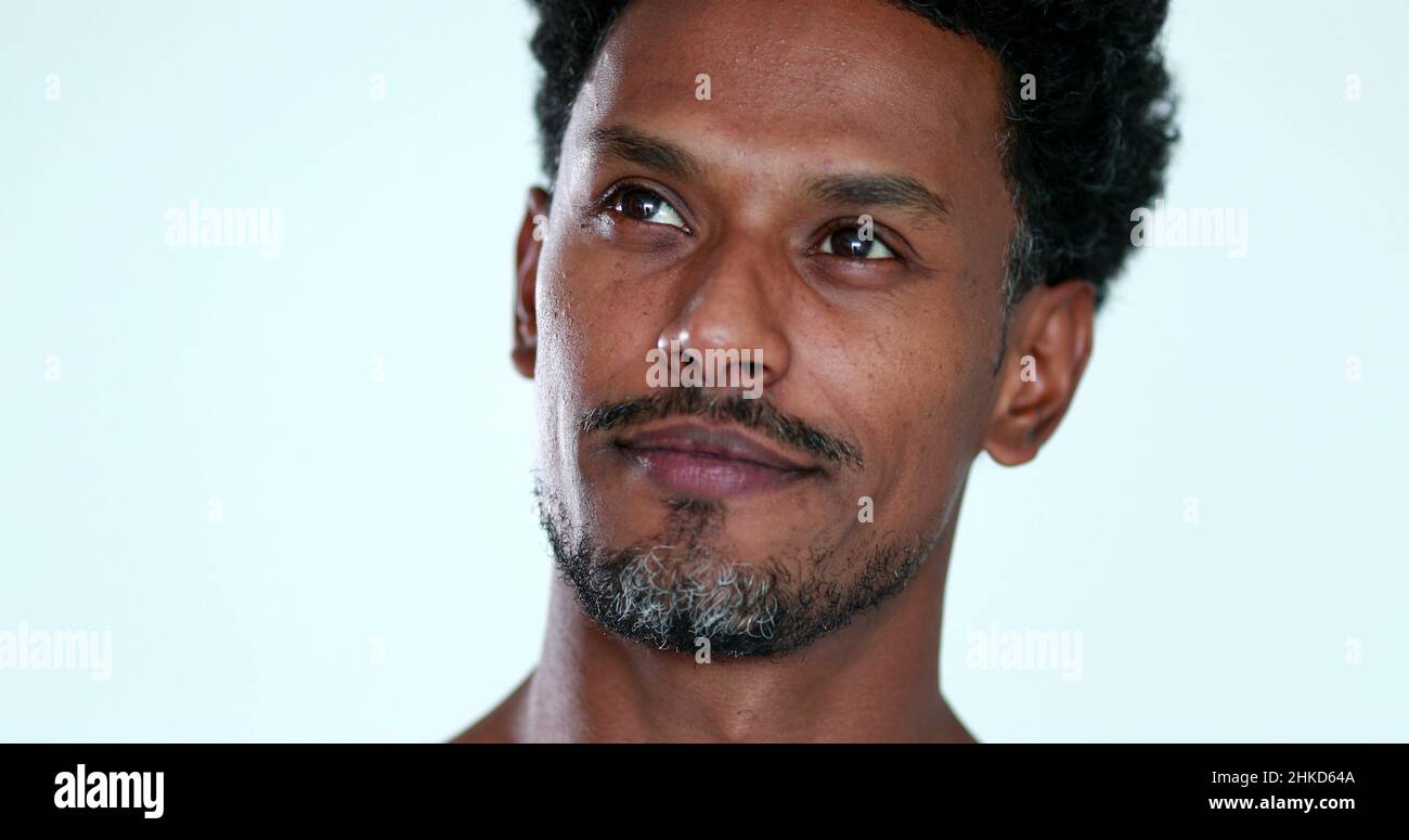 African man feeling relief portrait , satisfied person relaxed and ...