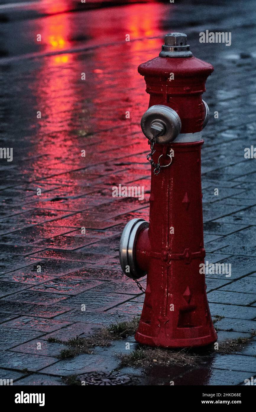Brunswick, Germany. 03rd Feb, 2022. A red hydrant stands on the ...