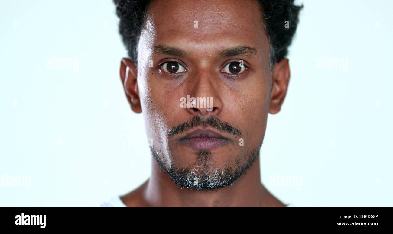 Anxious restless african american face expressing anxiety emotion Stock ...