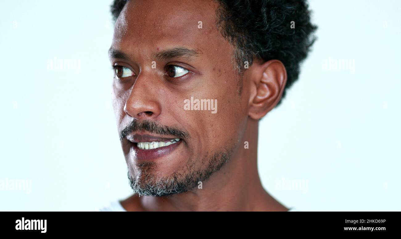 Anxious restless african american face expressing anxiety emotion Stock ...