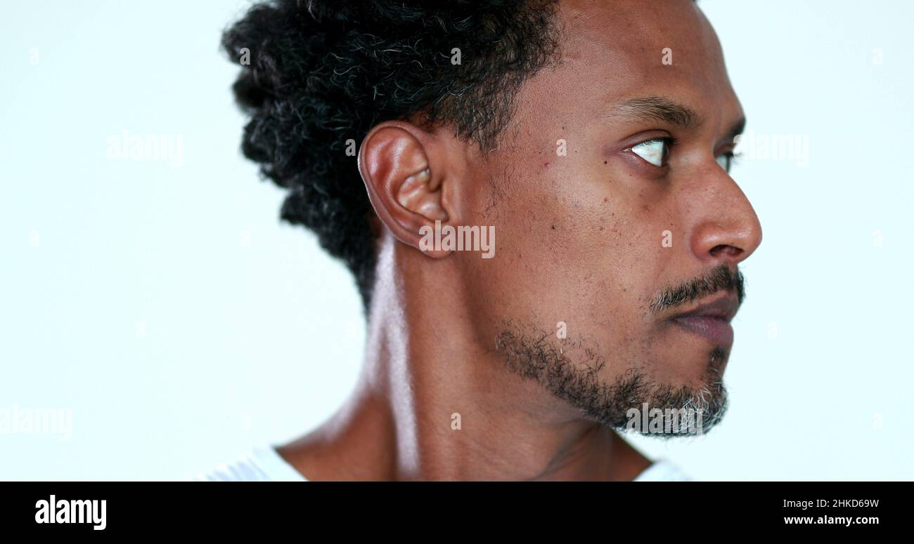Anxious restless african american face expressing anxiety emotion Stock ...