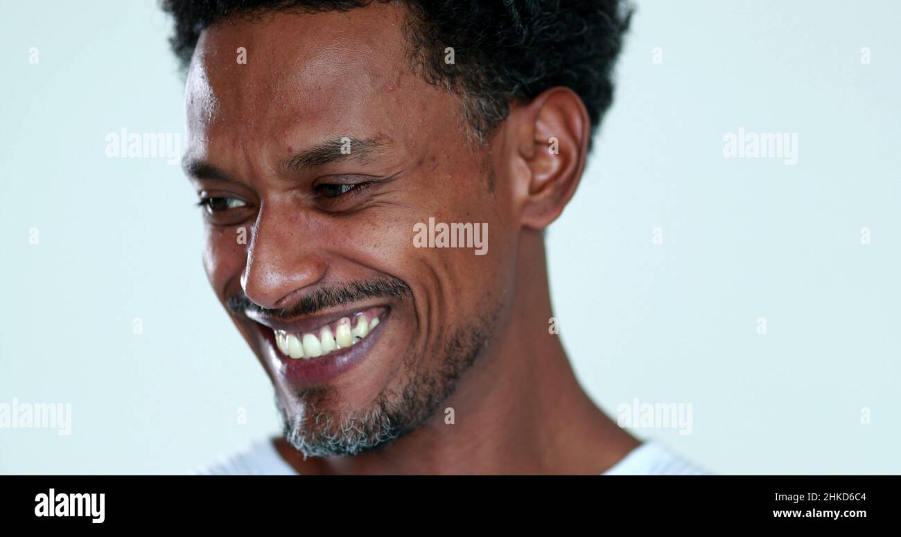 Black guy portrait smiling and laughing, authentic real life smile ...