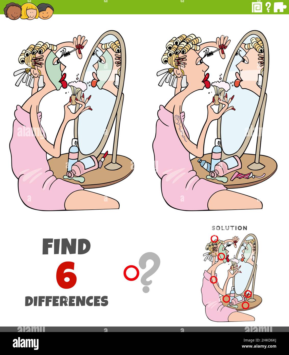 Funny Cartoon Putting On Makeup