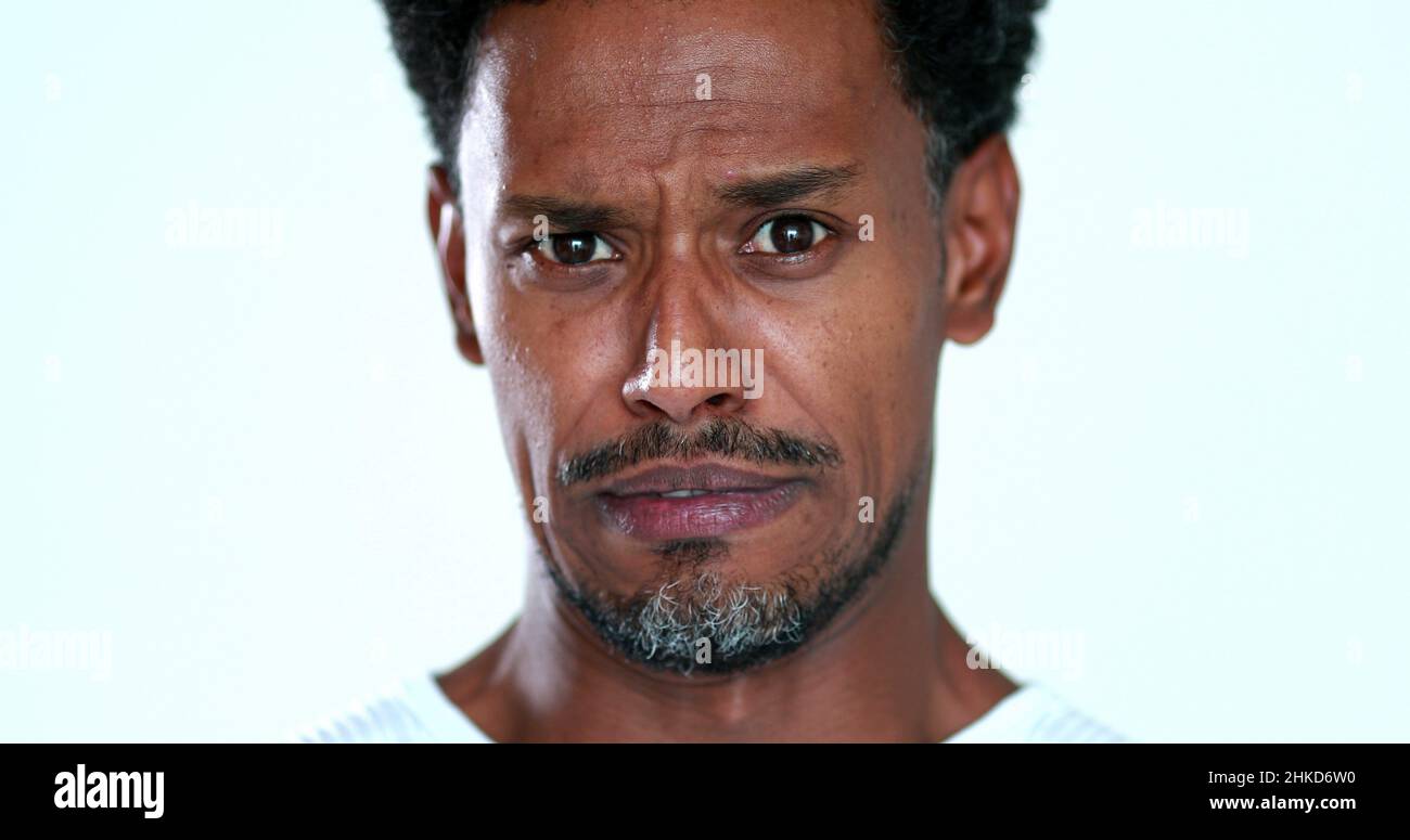 Face emotion expression reaction with disgust and dislike, african man ...