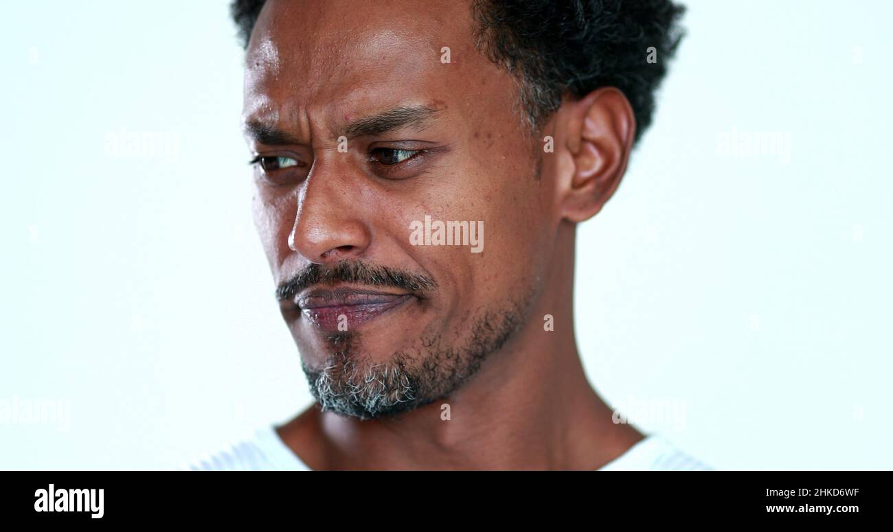 Face emotion expression reaction with disgust and dislike, african man ...