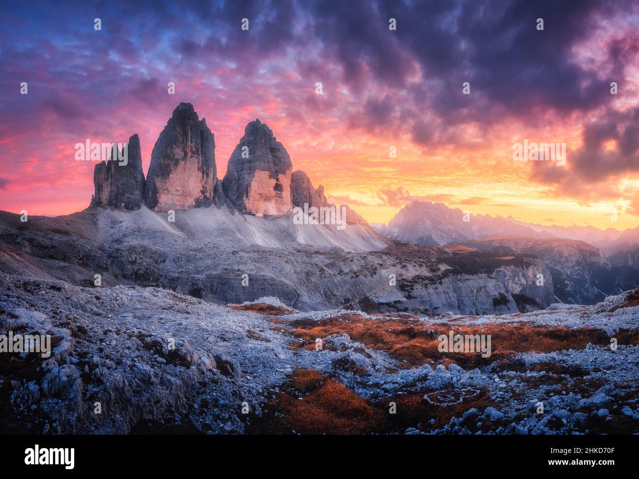 Mountains and beautiful sky with colorful clouds at sunset Stock Photo ...