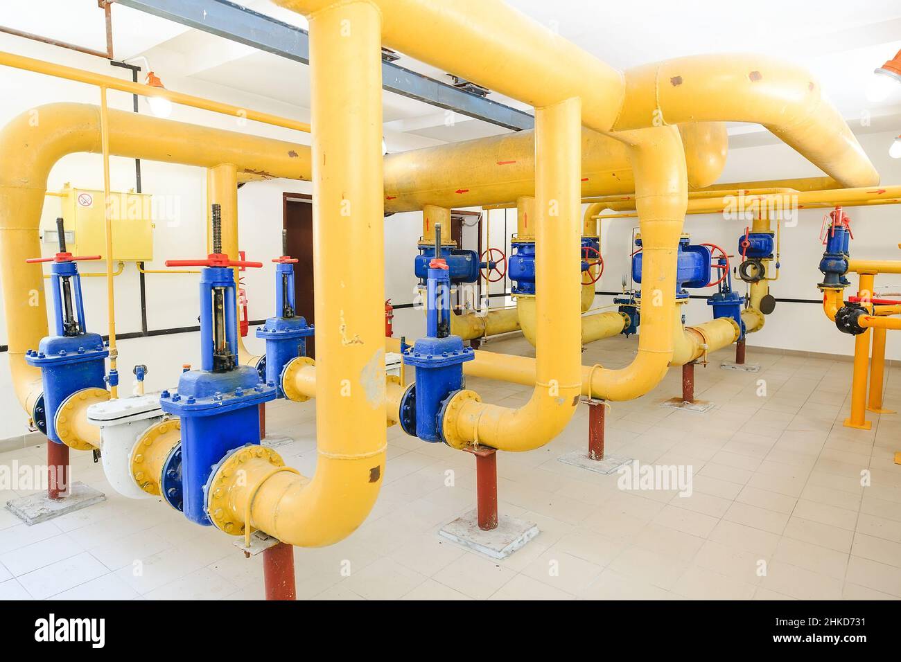 Gas pipes in the distribution hub without people Stock Photo - Alamy