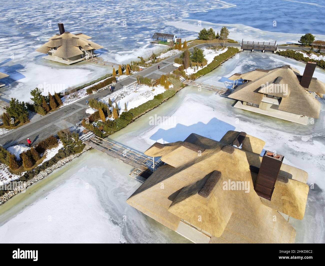 Aerial view small rustic houses hi-res stock photography and images - Alamy