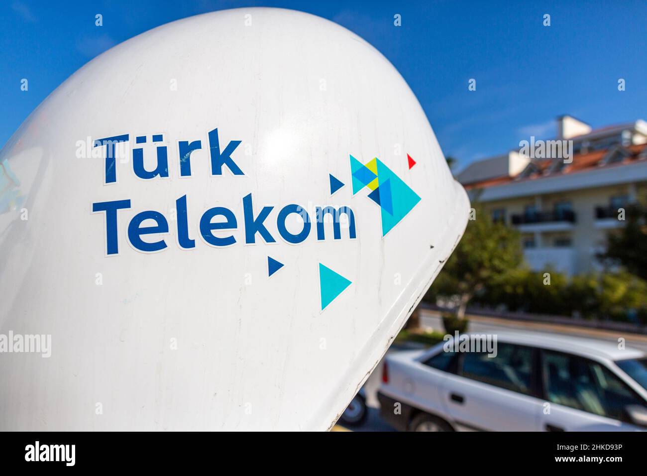 Antalya, Turkey - January 18, 2020: Tuerk telekom telephone cell in ...