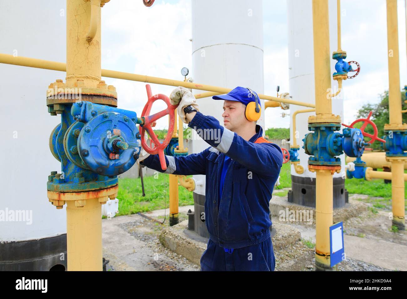 Maintenance of the gas pipeline. A specialist checks the gas pipeline ...