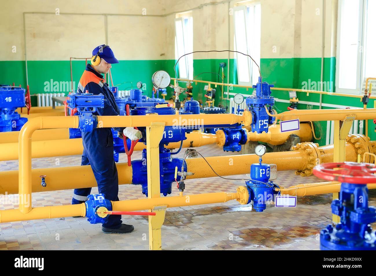 Gas distribution center. an engineer working in the operating room ...
