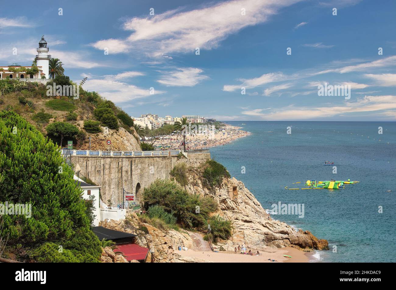 The tourist town of Calella with its beautiful coves, its beaches and ...