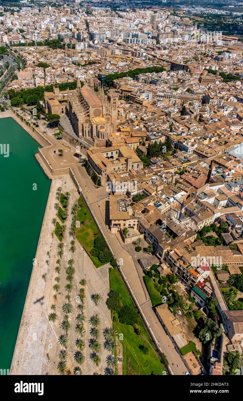 Aerial Photography, Santa Iglesia Catedral de Mallorca Church, Palma ...
