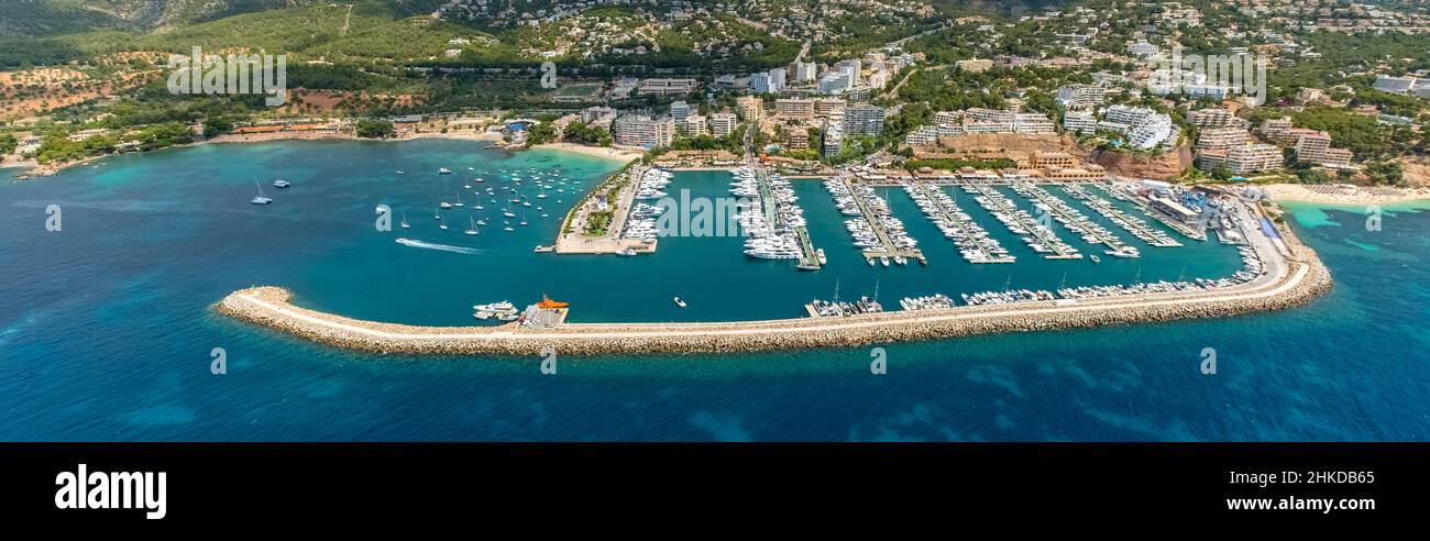 Aerial view, yacht harbour Puerto Portals, Portals Nous, Calvia ...